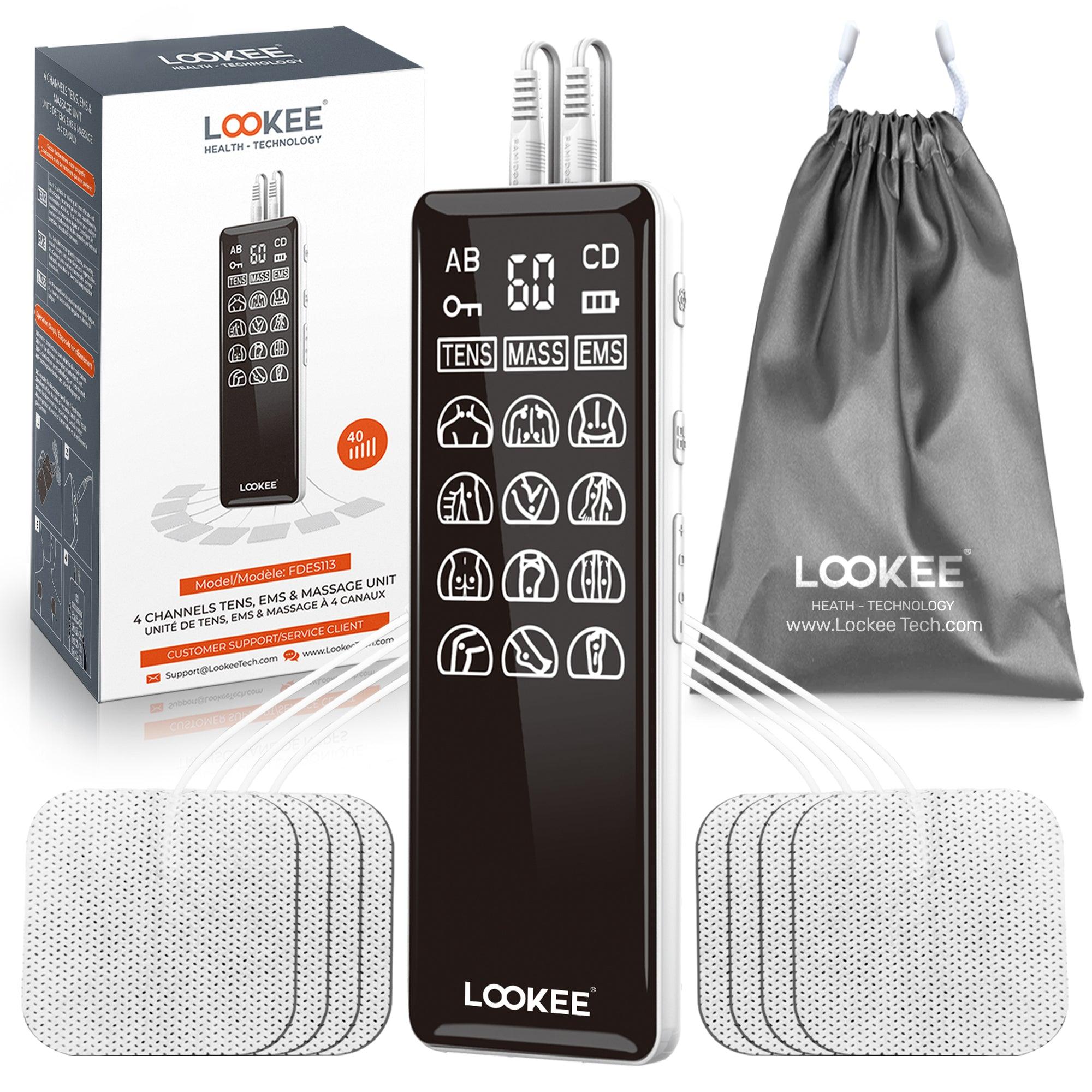 LOOKEE® LK113 Premium LED 4-Channel TENS Unit EMS Massage Muscle Stimu ...